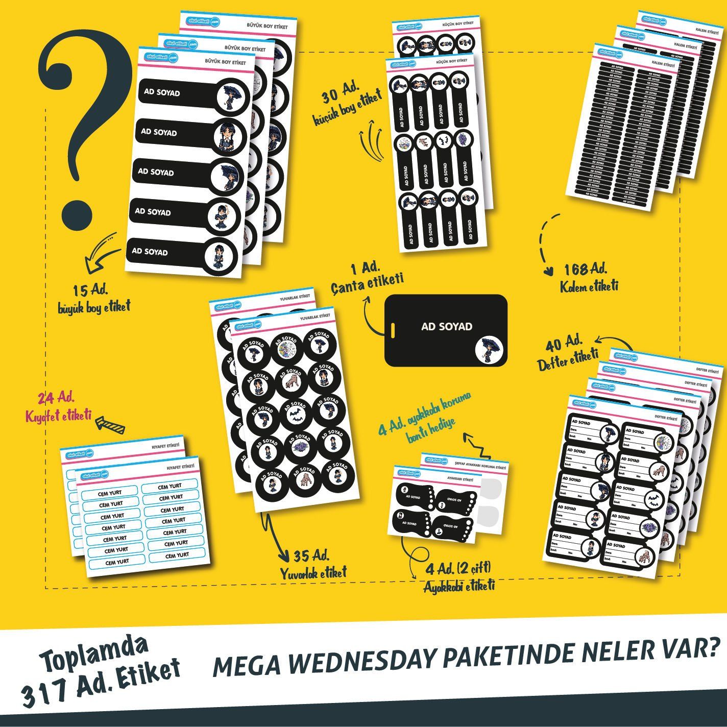 Mega Wednesday Okul Etiketi 4522