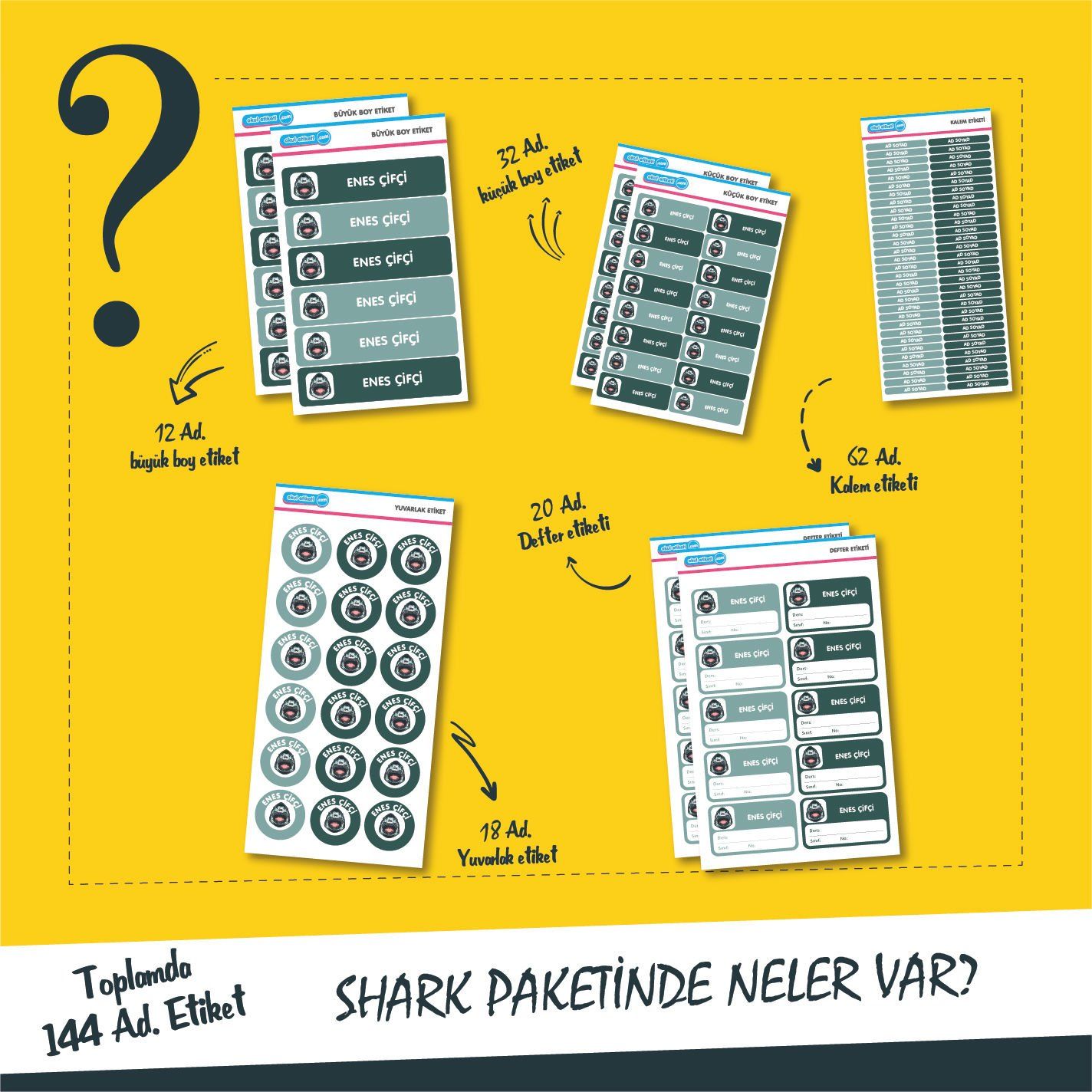 ÇILGIN SHARK | Okul Etiketi